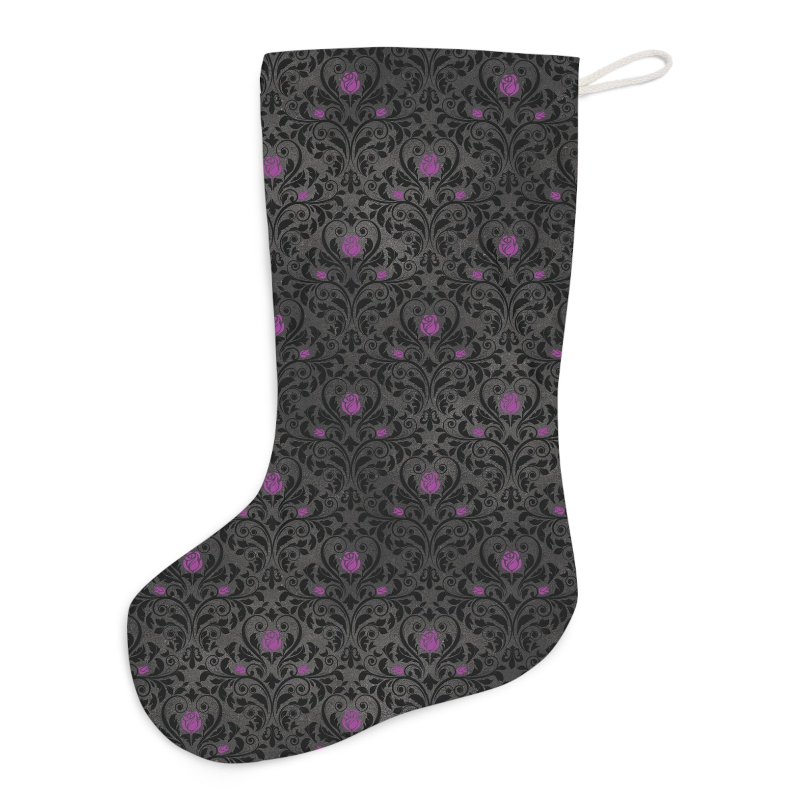 Victorian Goth Damask Purple & Black Dark Academia Christmas Stocking ...