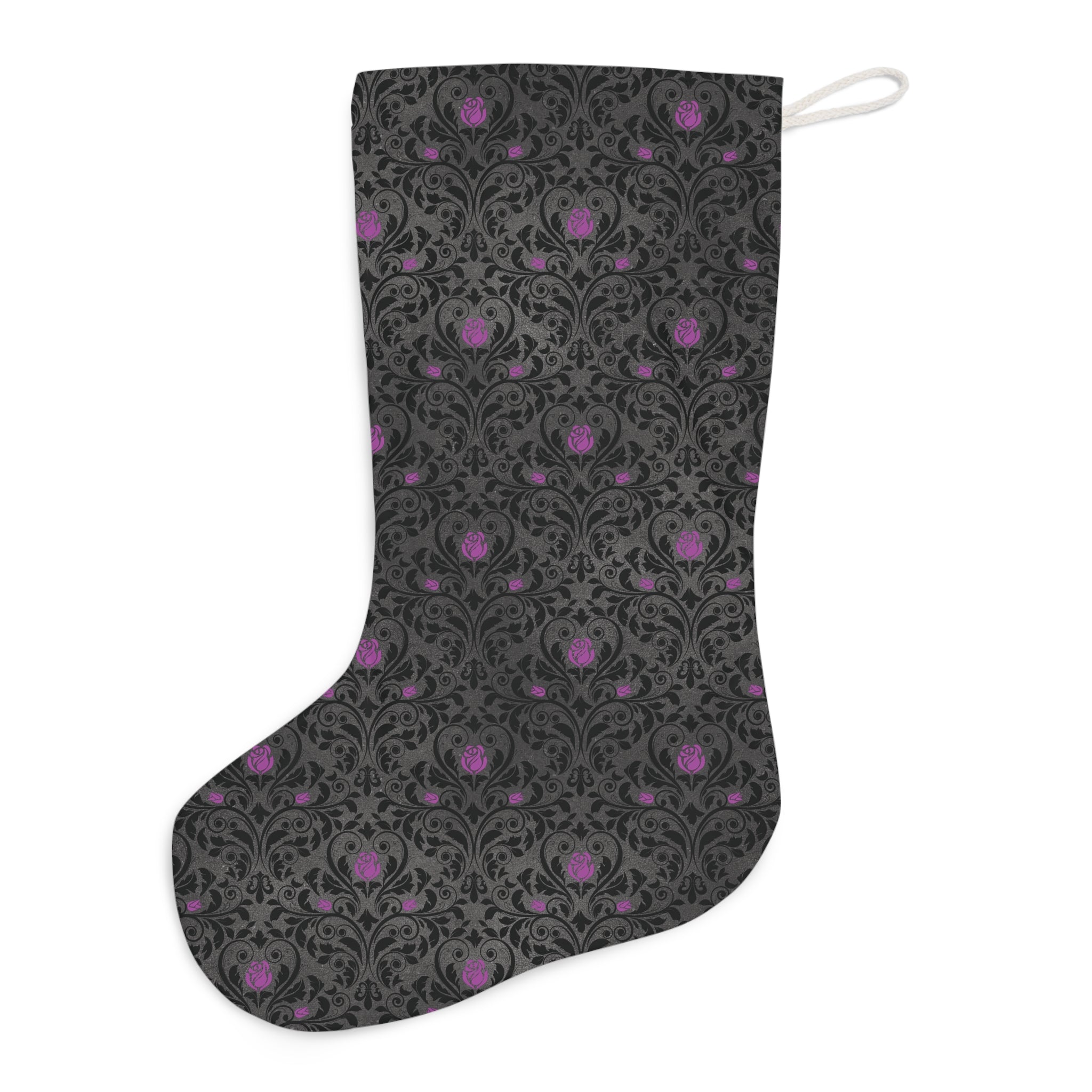 Victorian Goth Damask Purple & Black Dark Academia Christmas Stocking ...